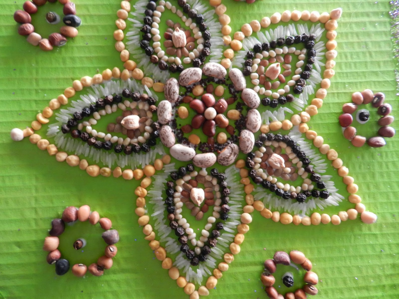 Creative DIY crafts: Beautiful rangoli wall craft made with lentils and ...