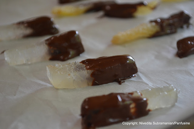Day 283 - Chocolate dipped 'Petha' (Candied winter melon)