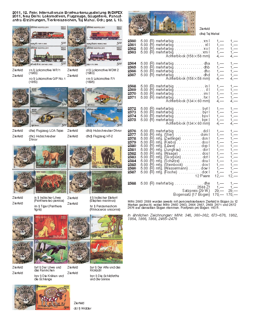 Se-tenant Stamps of India: Listing of MY STAMP (29 stamps) in MICHEL ...
