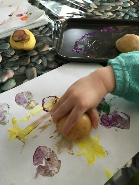 Easy Potato Stamps and Hand Painting | Teddy Bears And Cardigans
