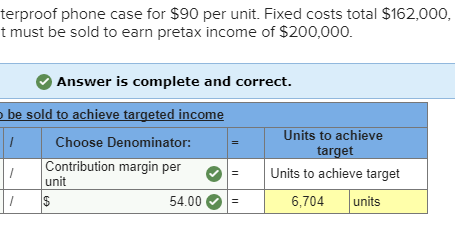 Quiz and Homework: Chapter 18 Analysis and Target Income