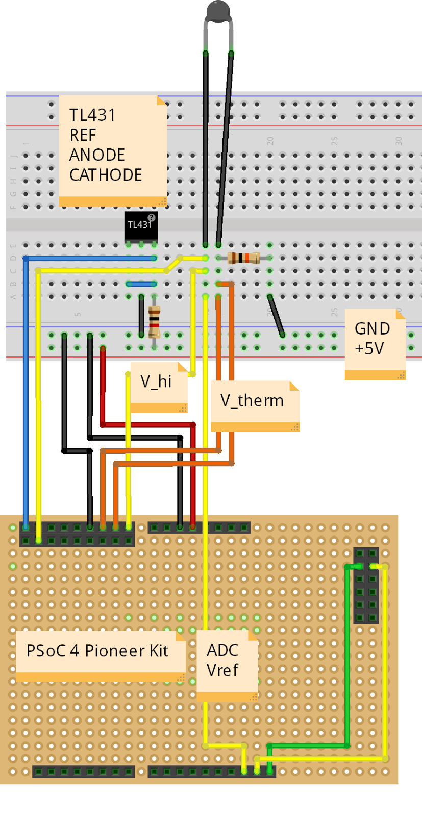 音源とオーディオの電子工作（予定）: PSoC 4 Pioneer Kitでサーミスタ（SEMITEC 103AT）を使ってみる。