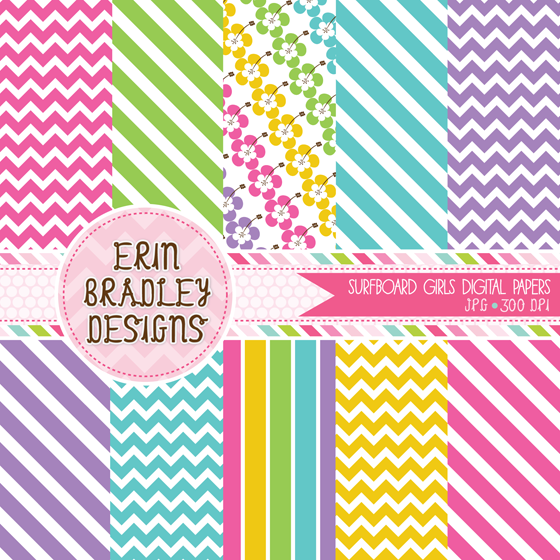 Erin Bradley Designs: Surfboard Graphics, Bunting, Washi Tape & More!