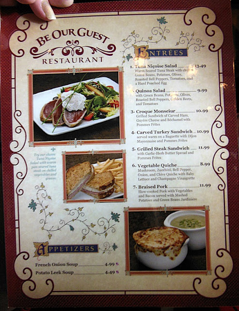 The Walt Disney World Picture of the Day: Be Our Guest Restaurant Menu