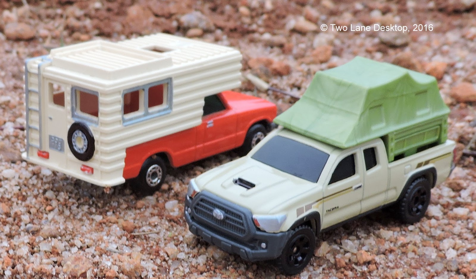 Mini Campers: Matchbox 1979 Ford Courier Camper and 2016 Toyota Tacoma