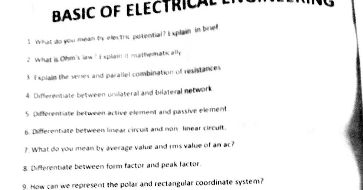 B.tech 1st year ( Basic of Electrical Engineering) question | Study material