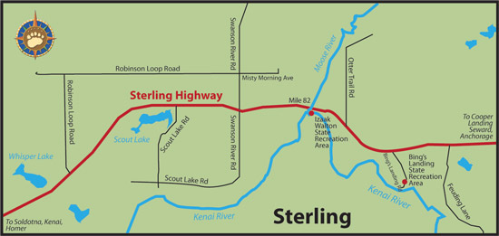 Maps of Alaska Roads By Bearfoot Guides: Map of Sterling, Alaska