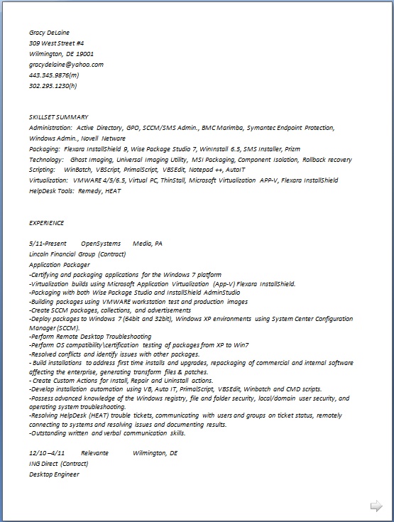 Application Packager Resume Format in Word Free Download