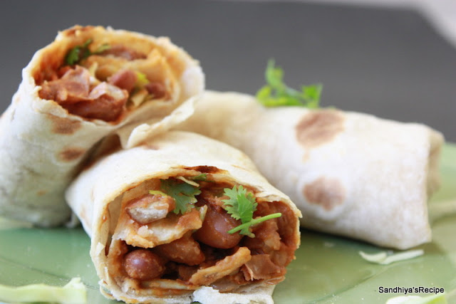 Sandhiya's Cookbook: Mexican Beans Burrito | Bean Wrap | Kidney Bean Wrap
