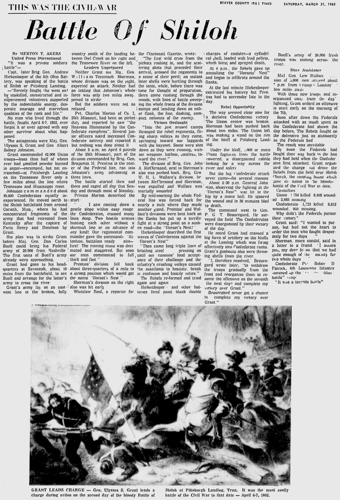 my military history research interests: CivilWarCentennial-newspaper ...