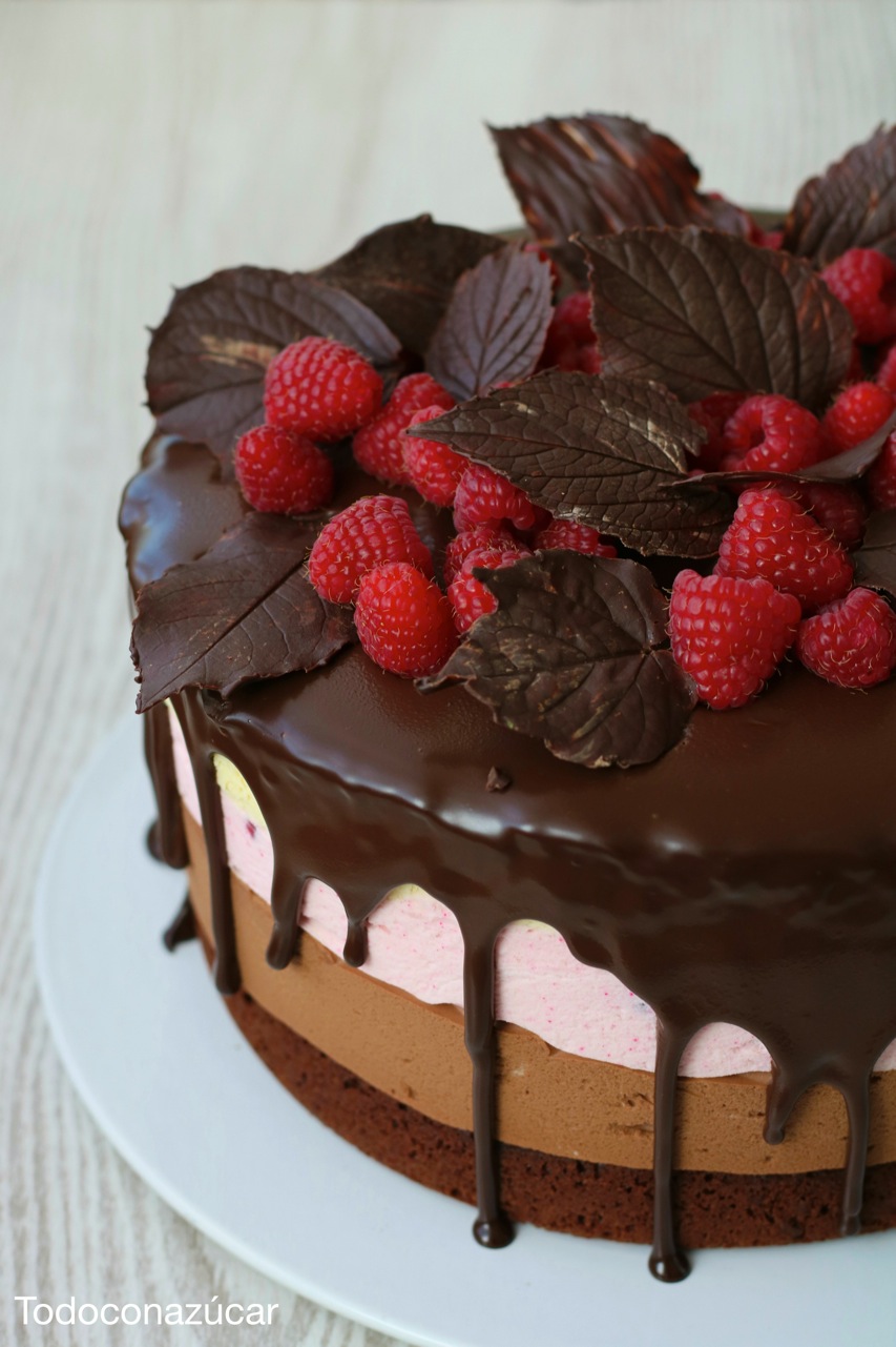 TARTA MOUSSE DE CHOCOLATE Y FRAMBUESAS | Todo con azúcar