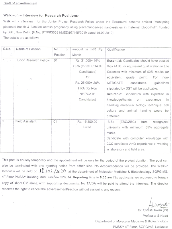SGPGI Molecular/Cell Biology Project Walk INs