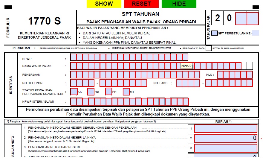 (Formulir 1770S PDF Isian) SPT Tahunan PPh Orang Pribadi Sederhana 2016 ...
