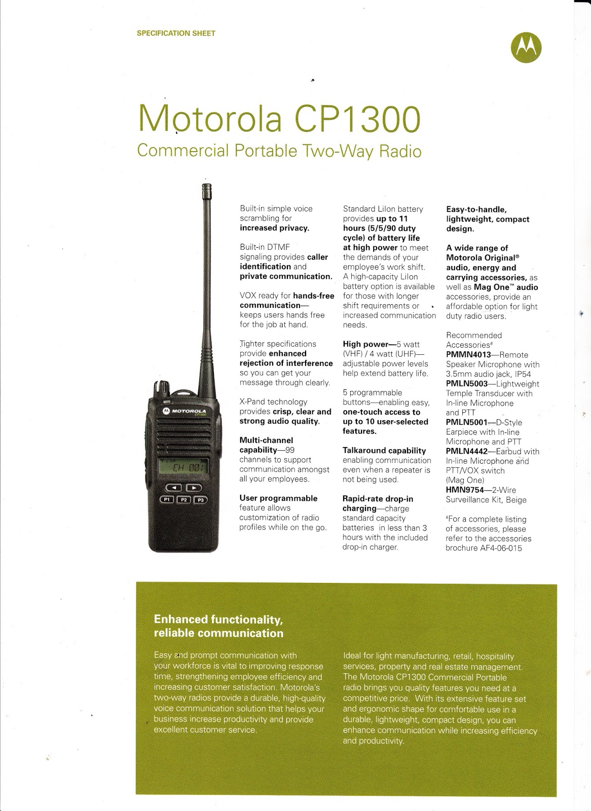 RADIO HT MOTOROLA CP 1300