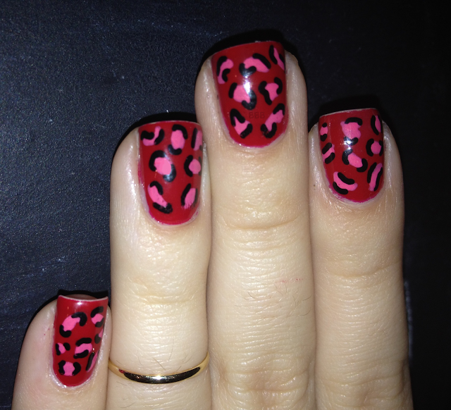 Black Book of Beauty: Red and Pink Leopard Mani