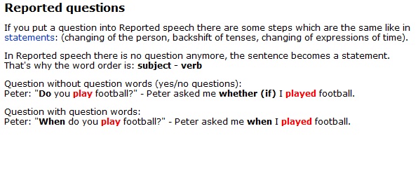 ENSINO DE LINGUA INGLESA: Reported speech - English Grammar - www ...