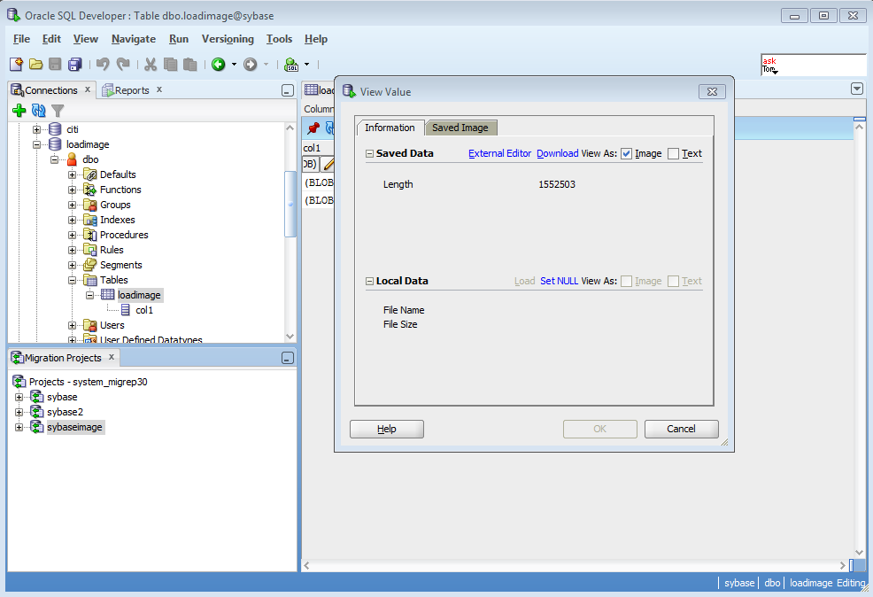 Sybase And Sql Server Image Data Move