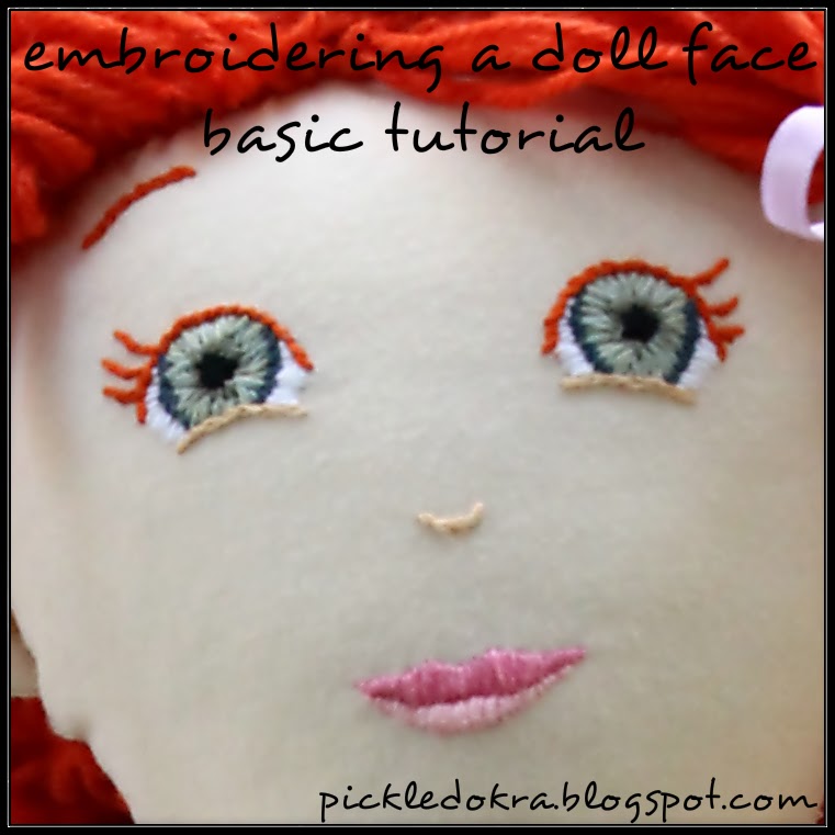 How to embroider a doll's face.