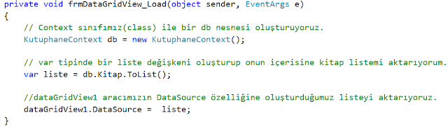 Entity Framework - DataGridView - C# Windows Form - Erdi YALÇIN Entity Framework - DataGridView - C# Windows Form - Erdi YALÇIN