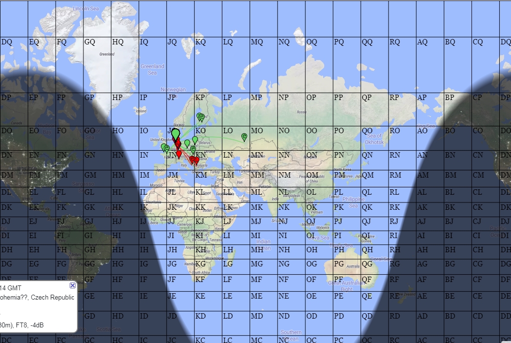 PSK reporter compared to WSPR 24 hour