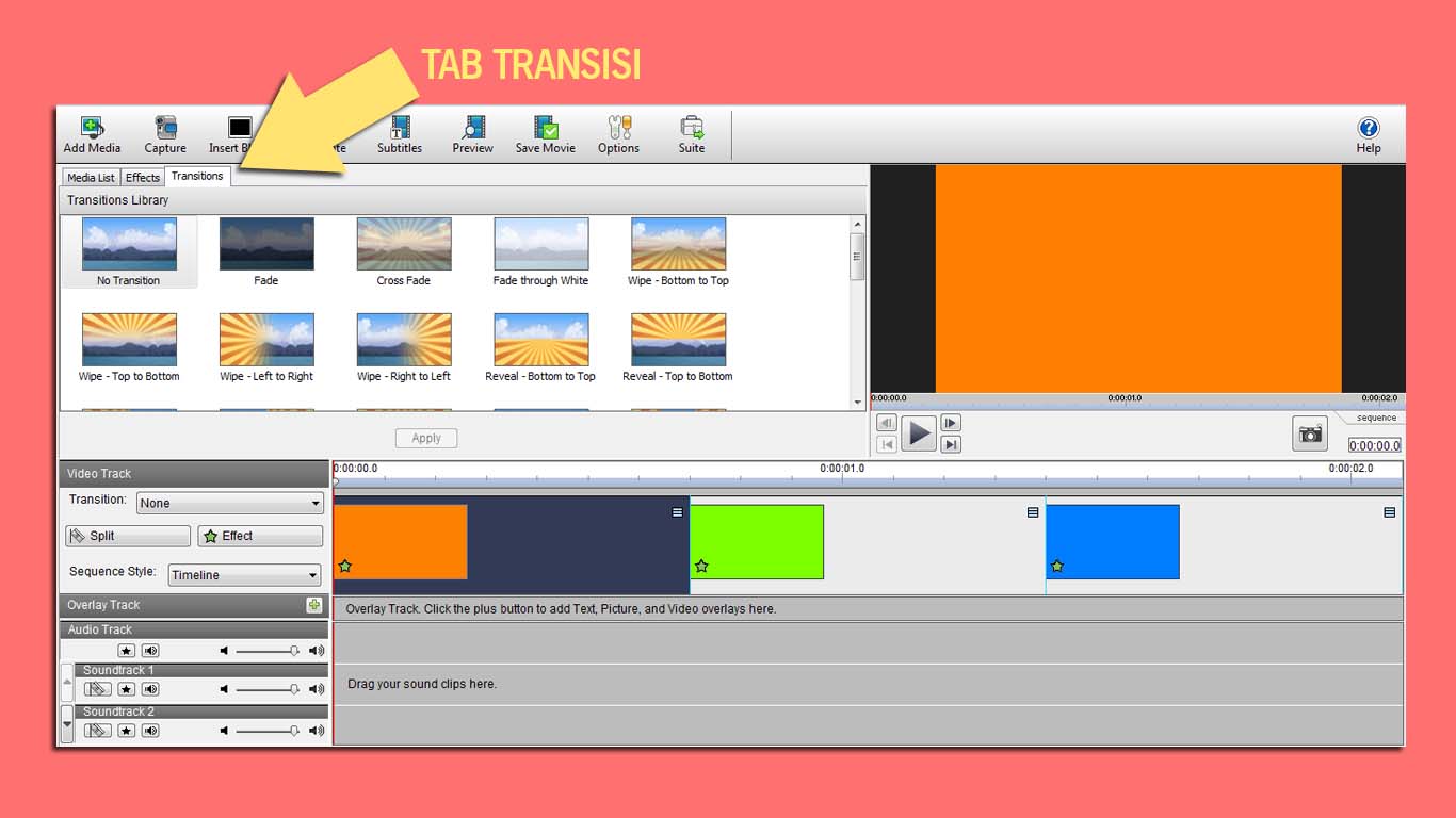 Cara menambahkan Efek Transisi pada Video (Efek perpindahan antara Video)