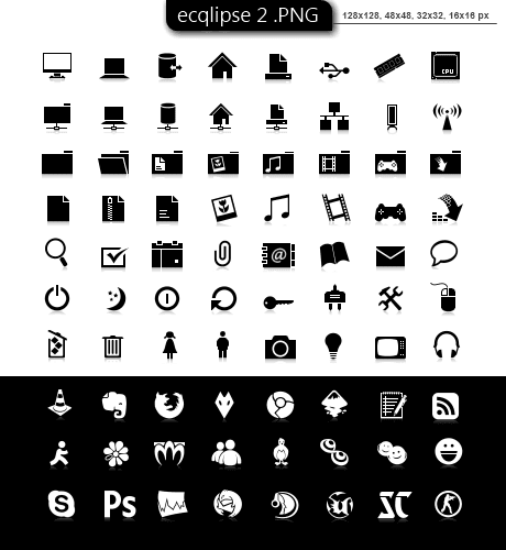 Ecqlipse Black White II Icons Pack | Windows10 Themes I Cleodesktop