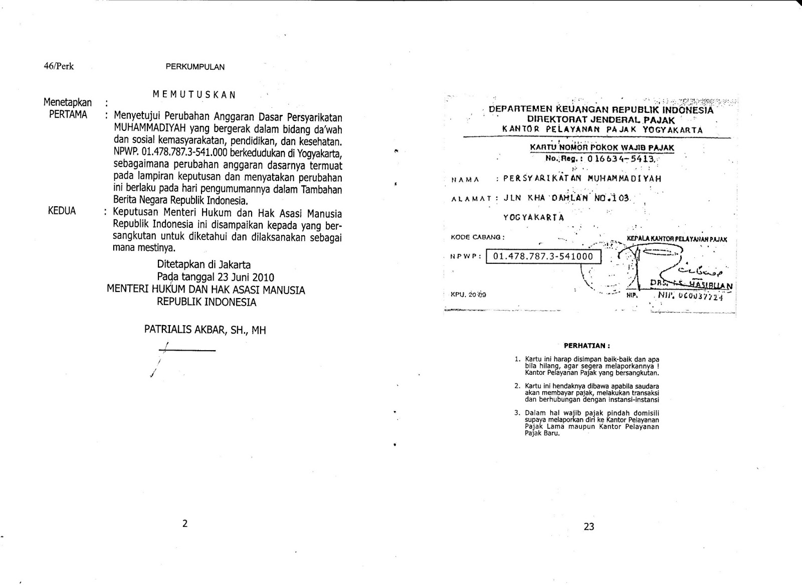 Majelis Dikdasmen Muhammadiyah Sulawesi Selatan : Akte Notaris