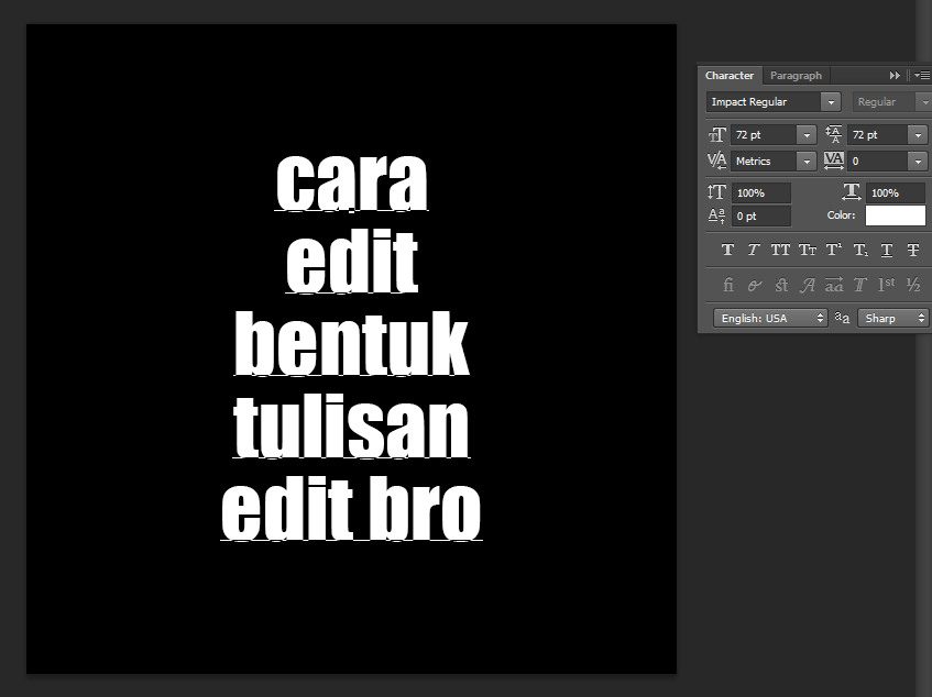 tutorial edit bentuk text lewat Adobe Photoshop 100% mudah - Udat Edit Bro!