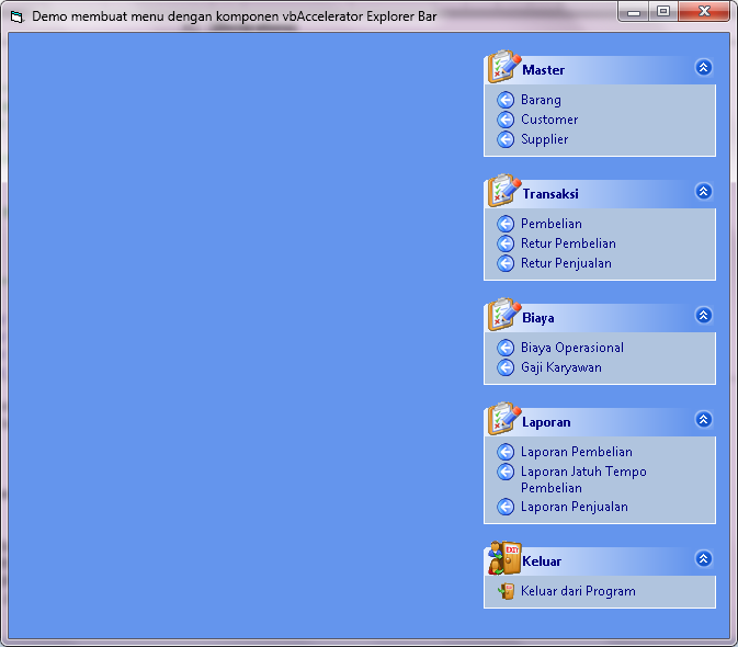 Membuat menu samping dengan komponen vbAccelerator VB6 Explorer Bar ...