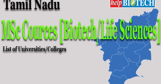 Tamil Nadu MSc Biotech/Life Sciences | List of Universities/Colleges