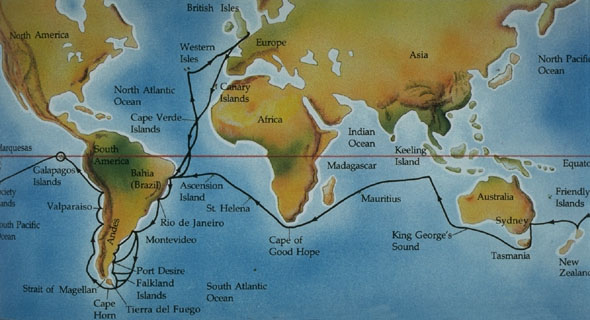 Charles Darwin on Genetics: Route of the HMS Beagle