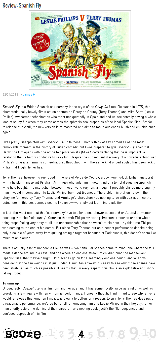 James Harle's Online Portfolio: Spanish Fly Review