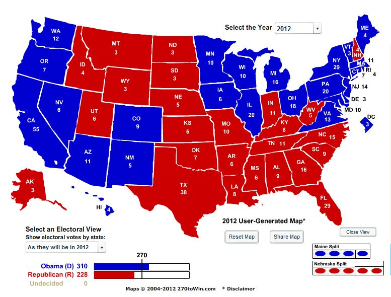 Tully's Page: Obama vs. Romney Electoral Map, August 1 Update