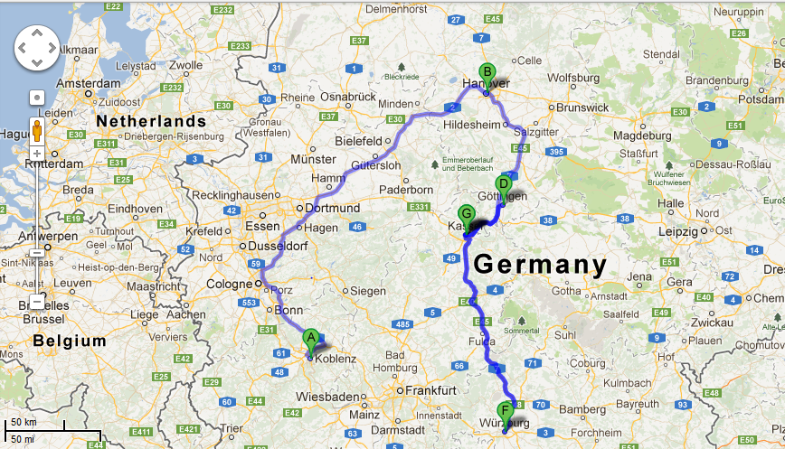 Map Route Germany