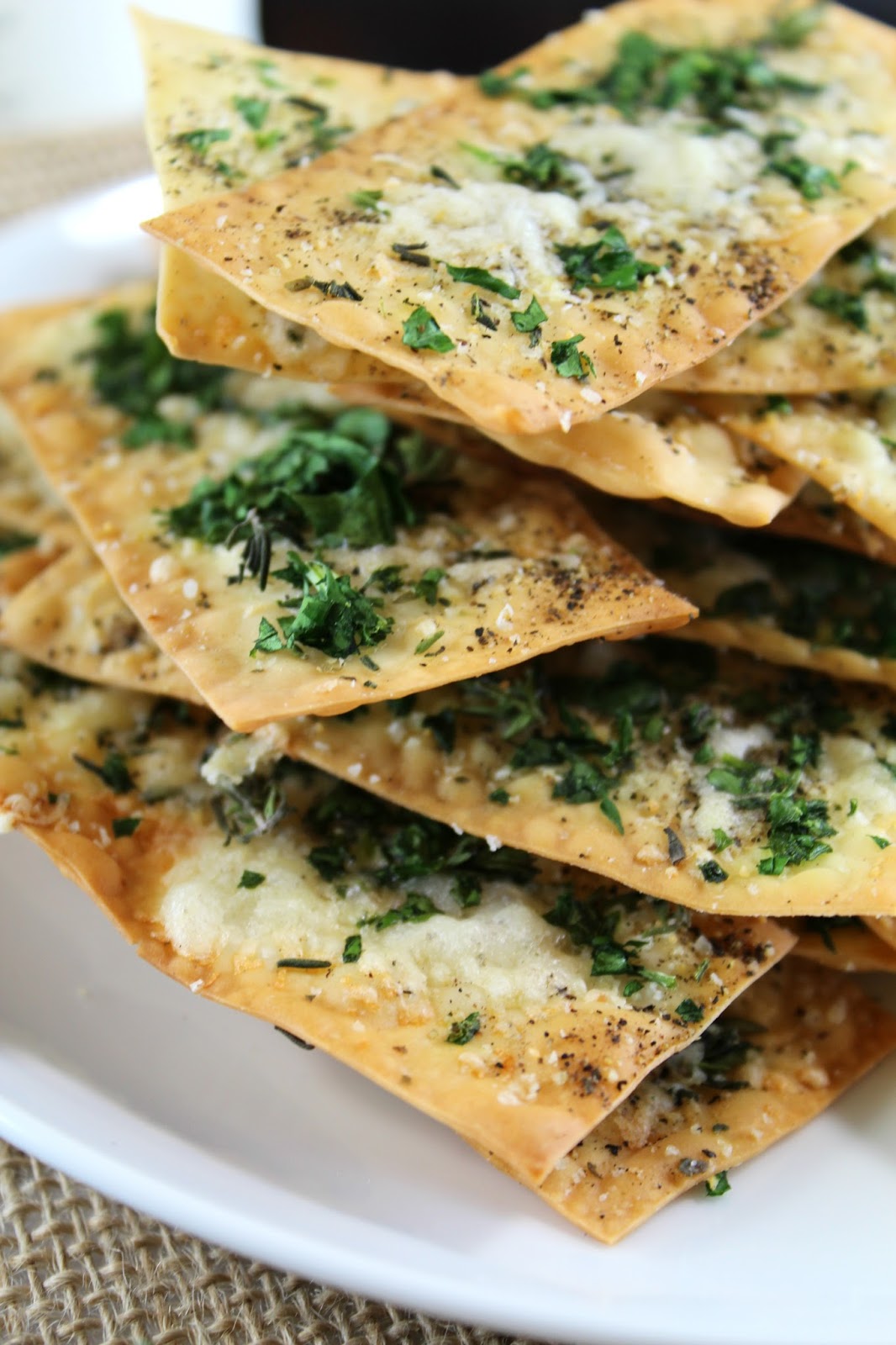 Authentic Suburban Gourmet: Parmesan and Thyme Wonton Crackers | Friday ...