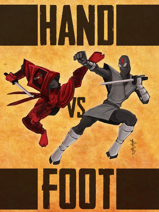 Two great ninja clans face off - The Hand vs The Foot