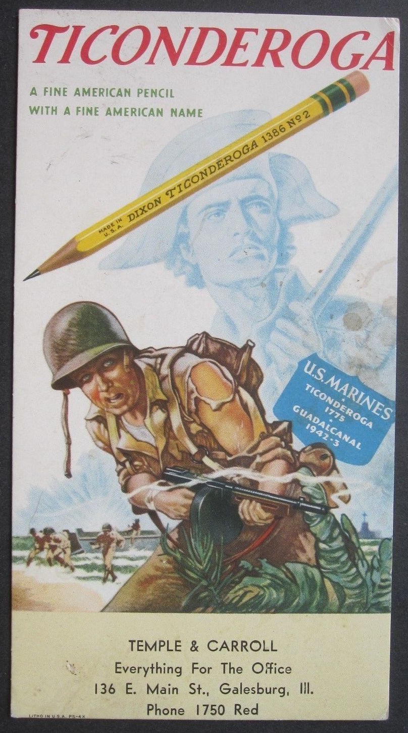 Marines In Forest Green: WWII USMC Ticonderoga pencil AD Thompson ...