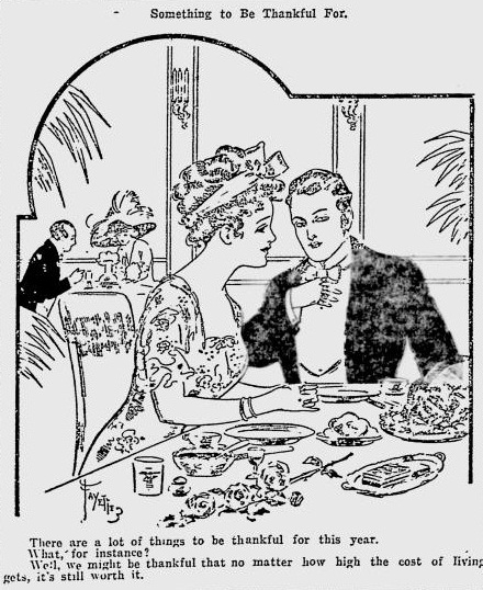Vintage American Thanksgiving: 1911 SENTIMENTAL THANKSGIVING CARTOON