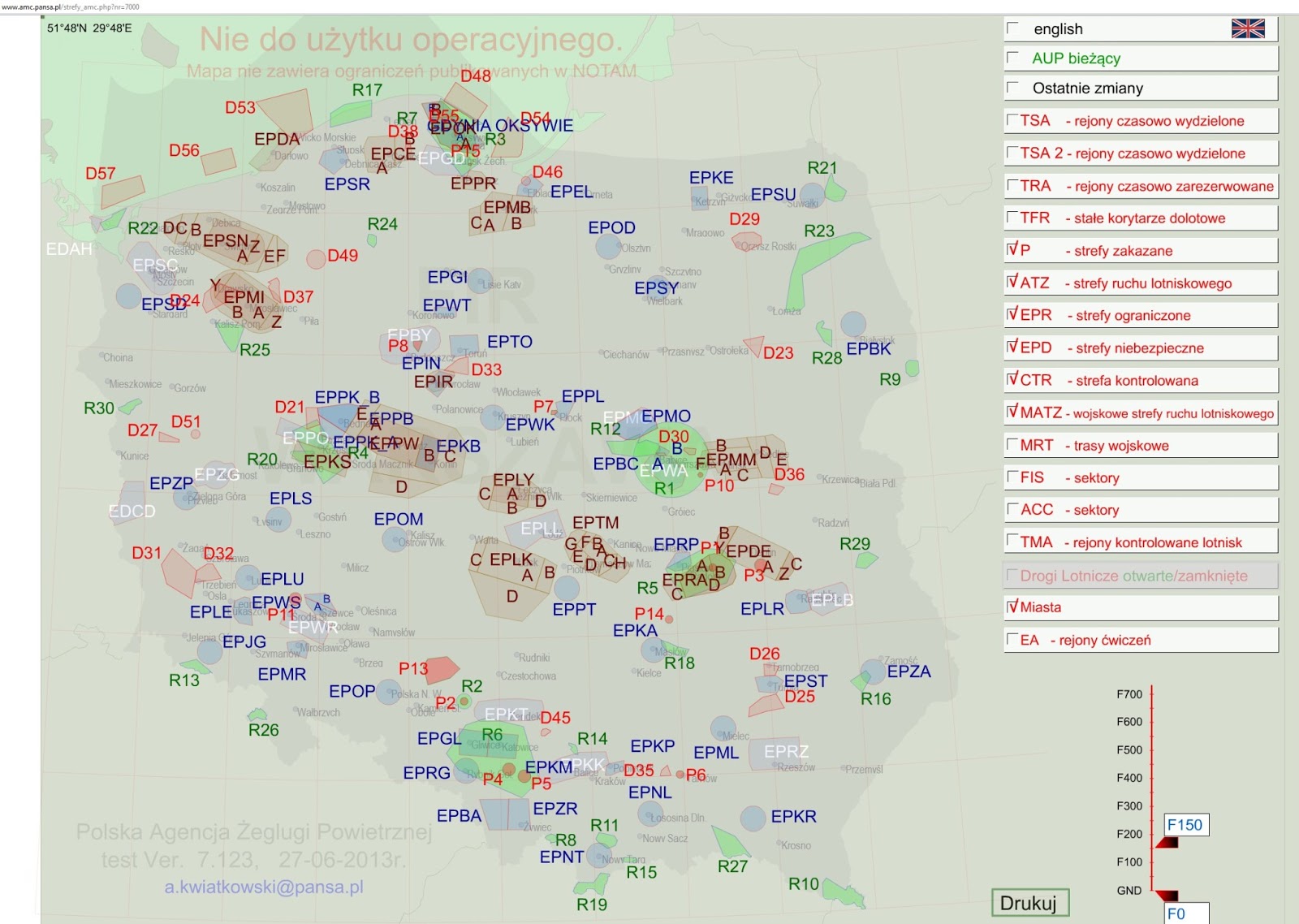 Mapa lotnicza Polski oraz przeszkody lotnicze