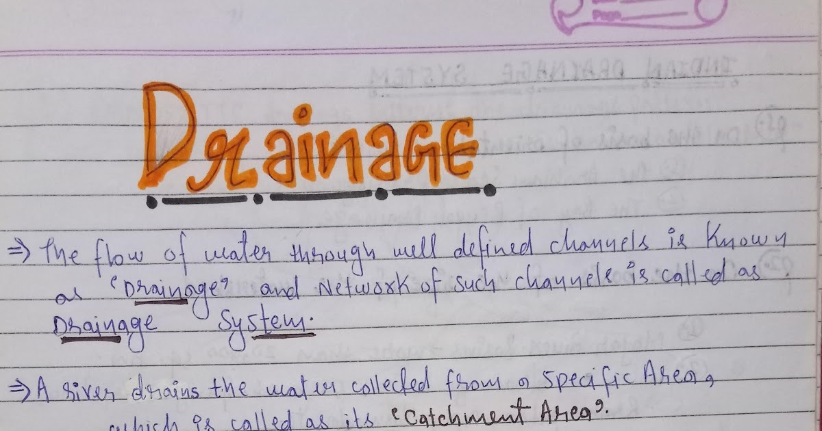 Handwritten Notes of DRAINAGE - chapter 3- class 11th- geography