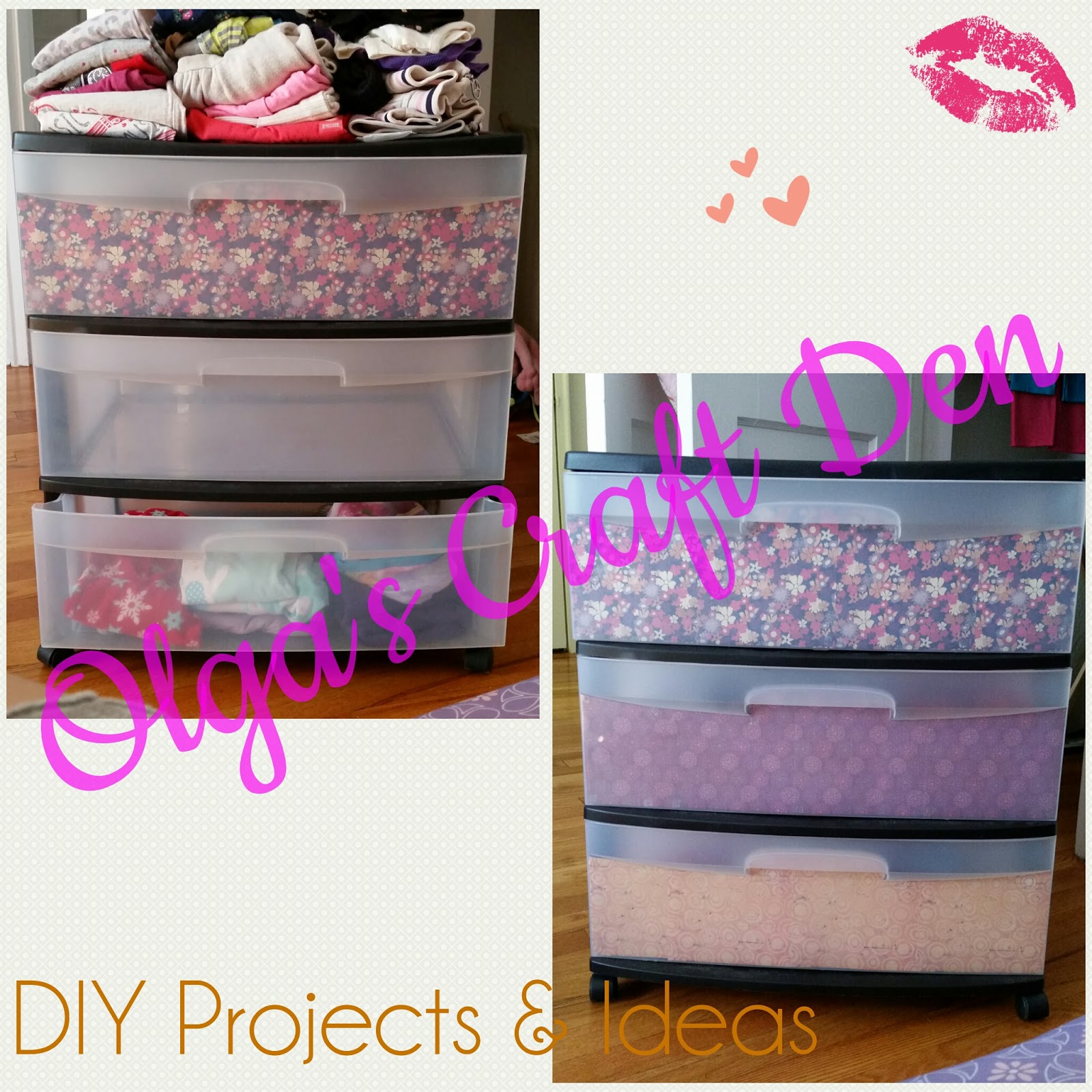 Olga's Craft Den: DIY Covering Plastic Drawers!!!