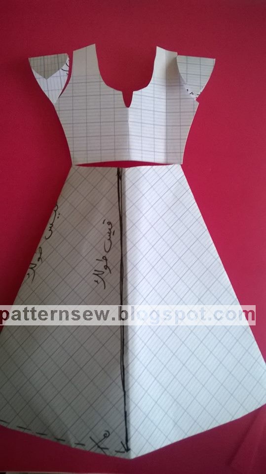 باترون مفصل لفستان سواريه