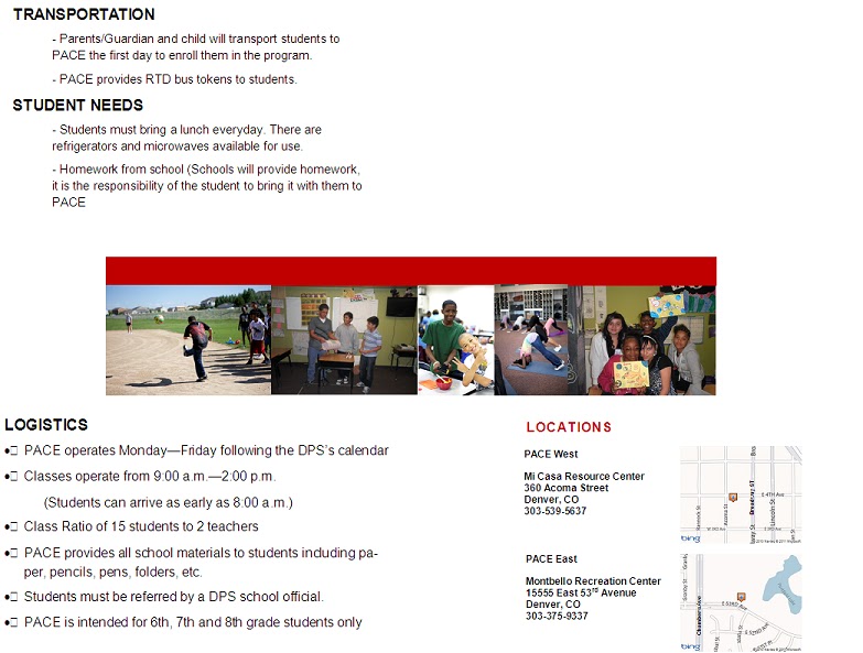 PACE Program: Information for Parents and Schools