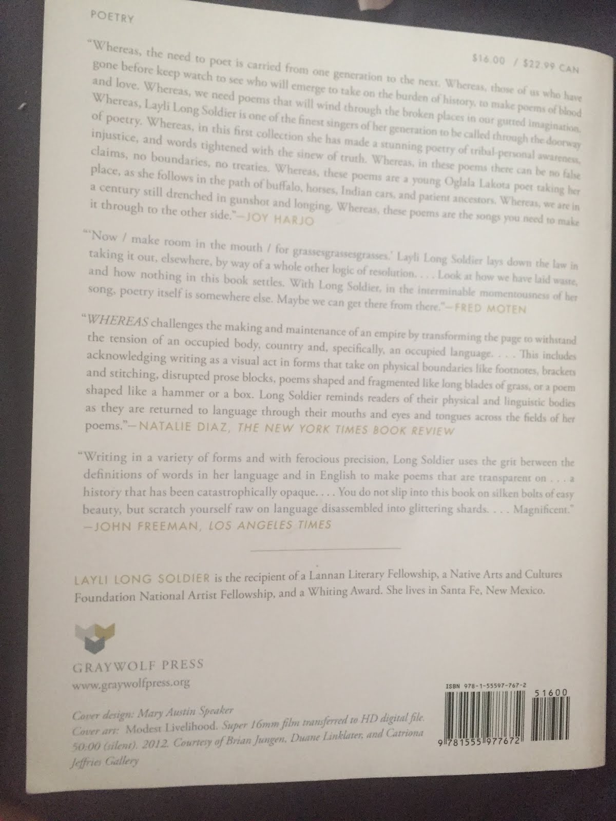 Documentary Poetics at UMass Boston: Whereas by Layli Long Soldier