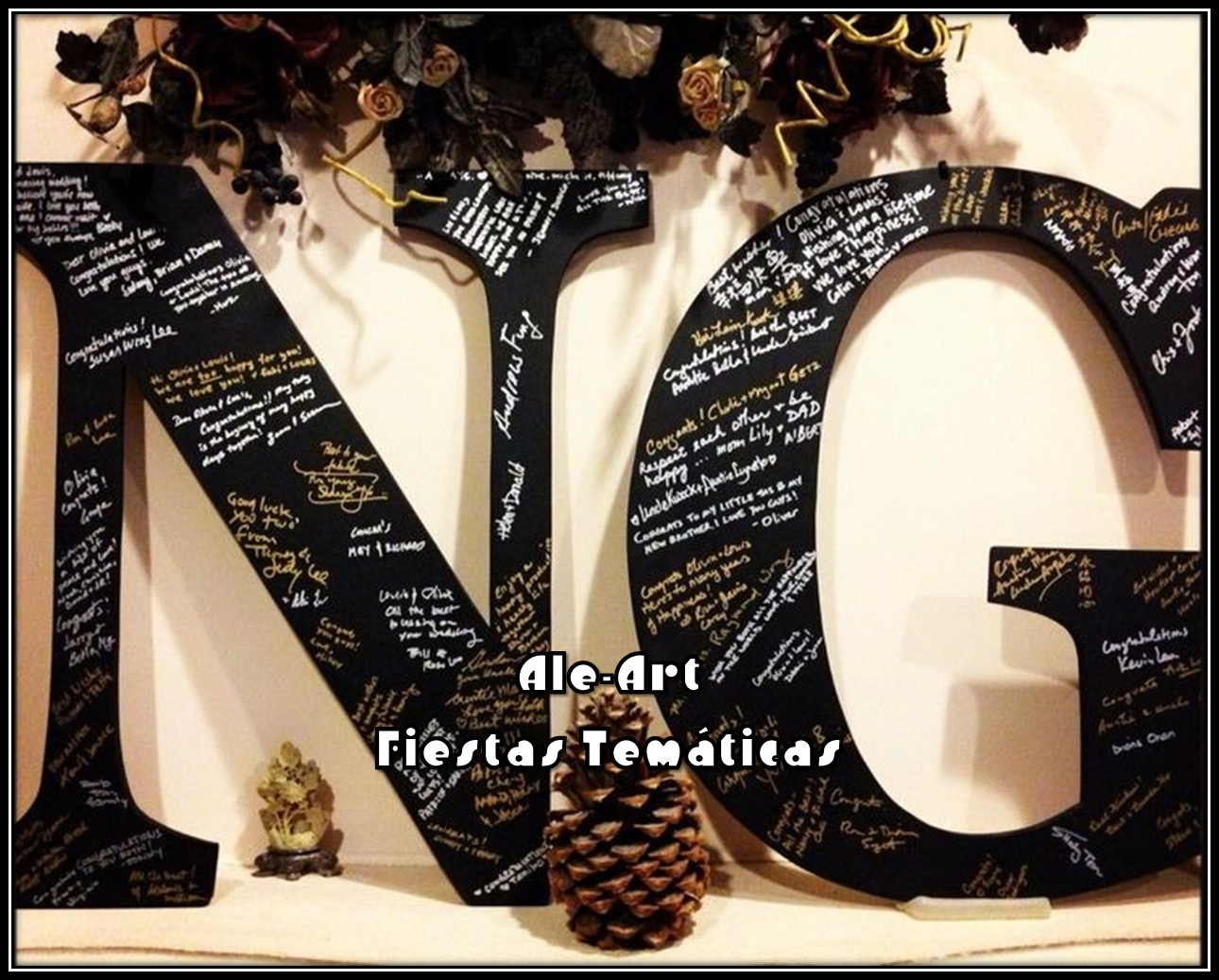 Novedad Letras Fibrofacil De 45cm Álbum De Firmas Fiestas