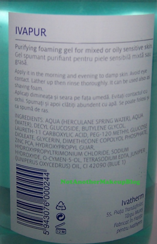 NotAnotherBeautyBlog: Ivapur- Gel spumant purifiant pentru piele sensibila