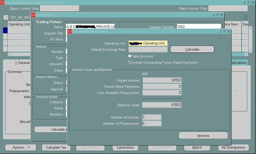 Oracle EBS (ERP): Query of Calculate Balance Owed Oracle Payables