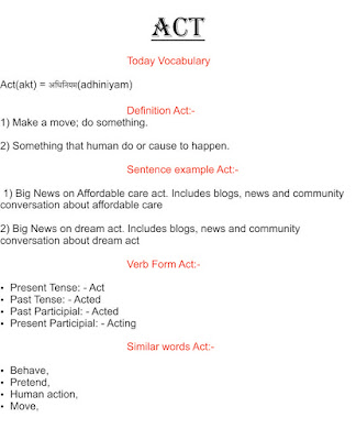 Today Vocabulary Act | Definition Act | Sentence example Act | Verb ...