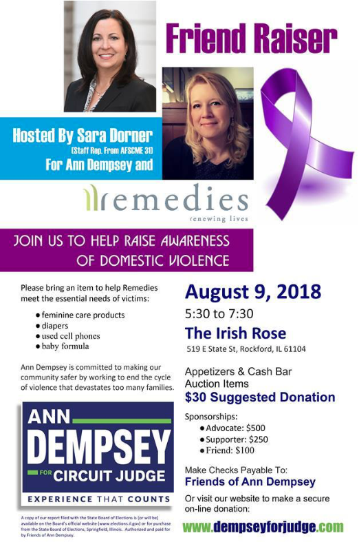 Join Ann Dempsey August 9 ~ Rockford Democrats