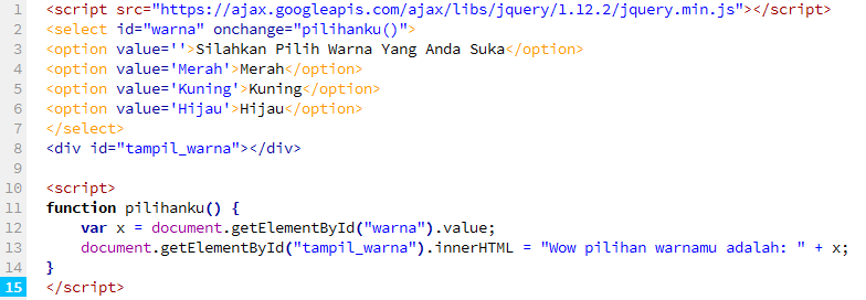 Cara Menampilkan Value Yang Pilih Pada Combobox Javascript(onChange ...